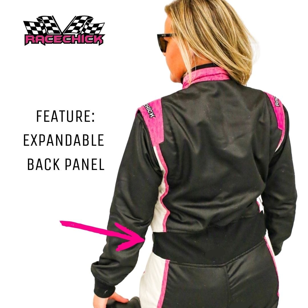 'FIERCE' SFI 3.2A/1 FR Cotton Women's Auto Racing Suit (Black/White ...